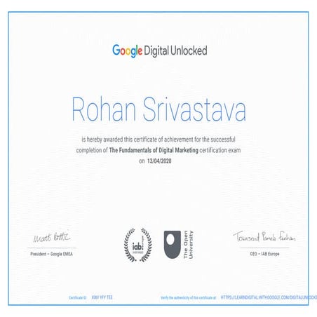 Google digital marketing certificate | PPT