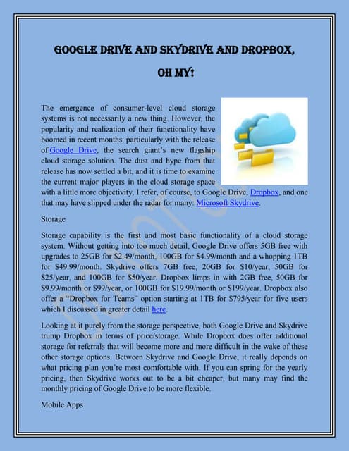 Dropbox vs google drive | PDF