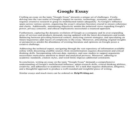 Google Essay | PDF | Search | Internet