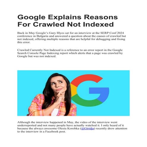 Google Explains Reasons For Crawled Not Indexed.pdf | Search | Internet