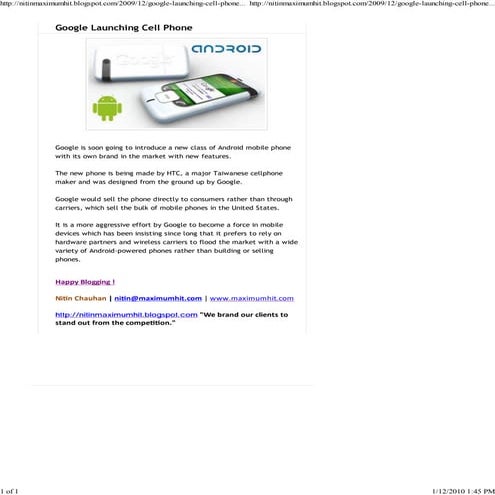 Google Launching Cell Phone | PDF