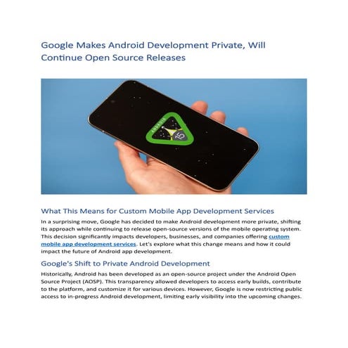 Google Makes Android Development Private, Will Continue Open Source ...