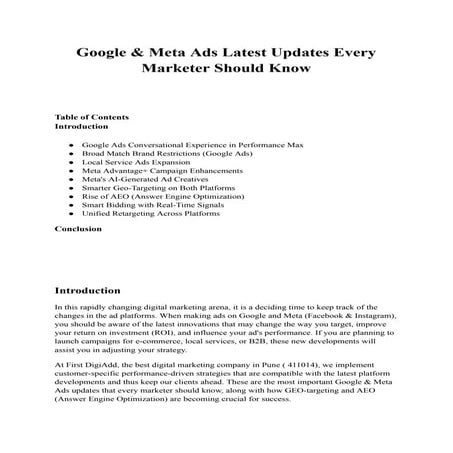 Google & Meta Ads Latest Updates Every Marketer Should Know | PDF
