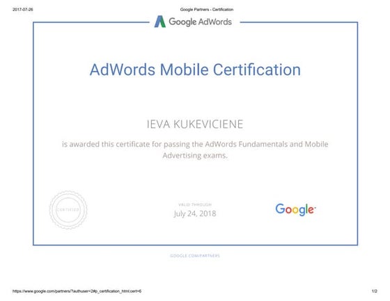 Google Mobile Advertising - Certification | PDF