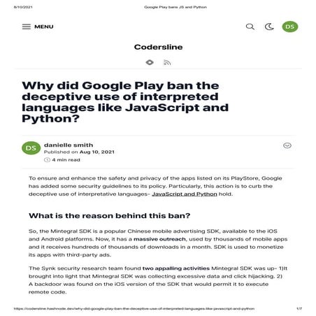 Google play bans js and python | PDF | Web Development | Internet