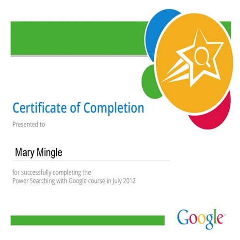 Google Power Search Certificate of Completion | PDF