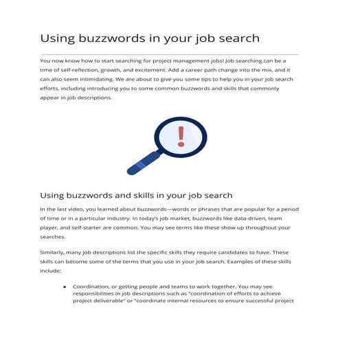 google project manager buzz words.pdf | Resume Writing and Advice | Job ...