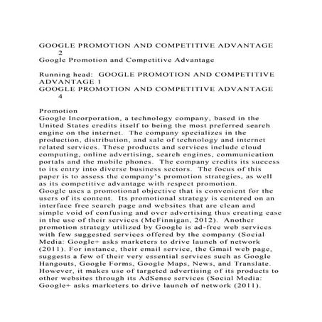 GOOGLE PROMOTION AND COMPETITIVE ADVANTAGE2Google Promotion and.docx