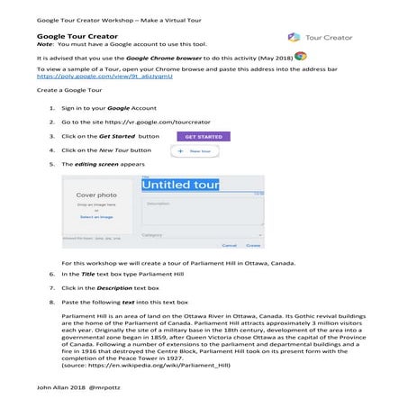 Creating a Virtual Tour with Google Tour Creator | PDF