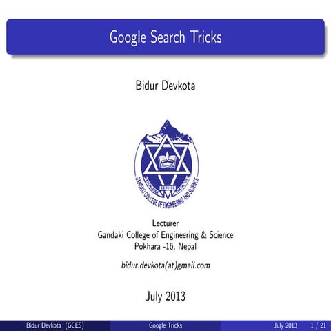 Google tips and tricks rev | PPTX