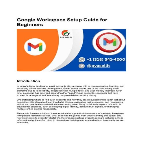 Comprehensive Guide to Google Workspace Setup and Digital Literacy with ...