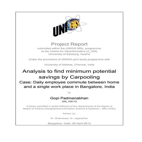 Gopi GIS Masters Project Report | PDF