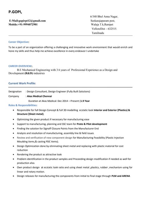 Jayaprakash Resume 2015 | PDF