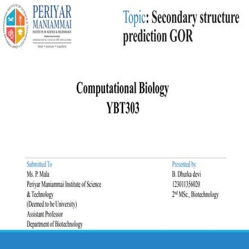 Computational biology- Secondary structure prediction -GOR | PDF