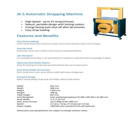 Gordian Strapping - StraPack JK-5 Automatic Arch Strapping Machine | PDF