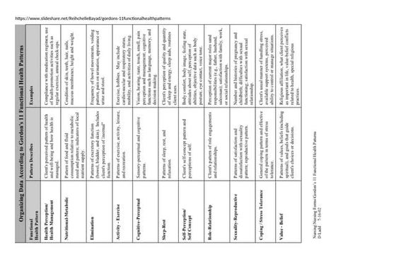 Gordon's (functional ) approach guide for nurses | DOCX