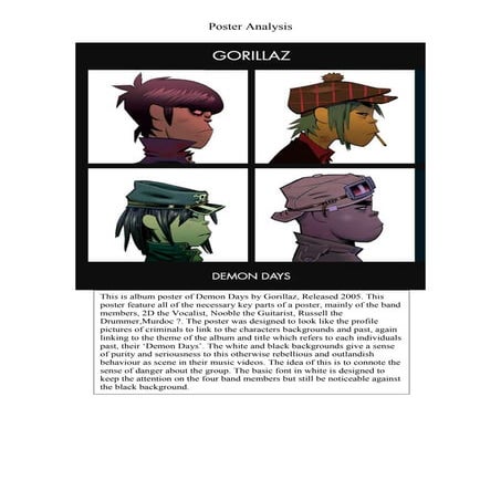 Gorillaz demon days poster analysis | DOCX | Music | Entertainment