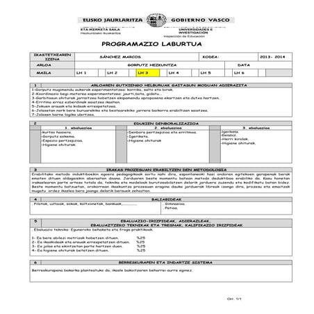 Gorputz hezkuntza 3.mailarako programazioa | DOC