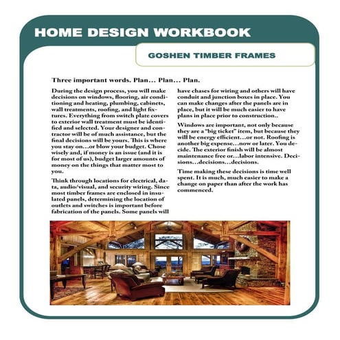 Goshen Timber Frames Home Design Workbook | PDF