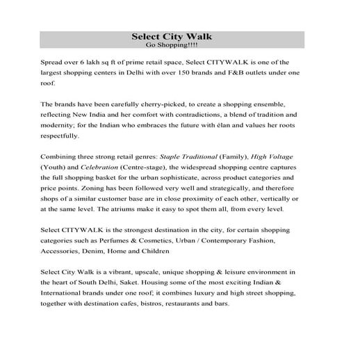 Go shopping select citywalk | PDF