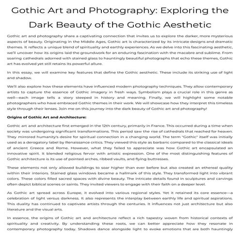 Gothic Art and Photography: Exploring the Dark Beauty of the Gothic ...