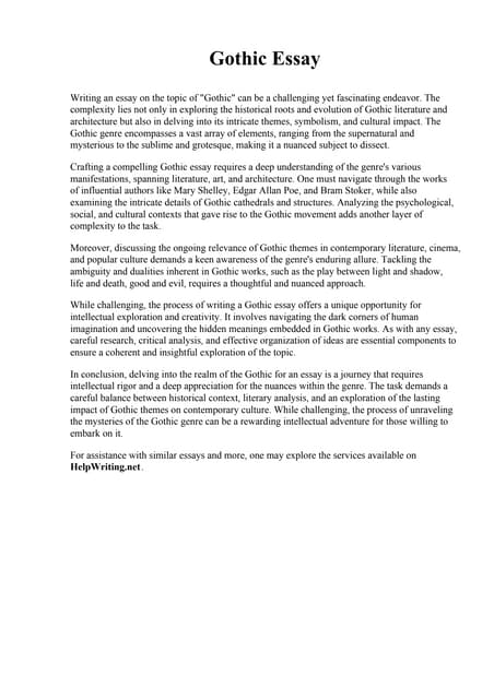 Gothic Essay. Northwestern Health Sciences University | PDF Gothic Essay. Northwestern Health Sciences University | PDF