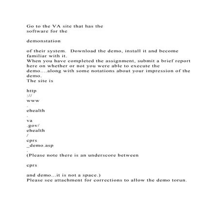 Go to the VA site that has the software for thedemonstation.docx