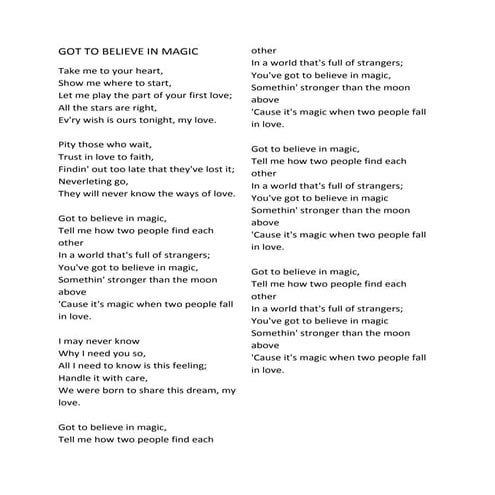 Got to believe in magic | DOCX
