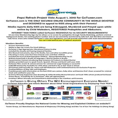 GoTween Pepsi Refresh Project Vote August 1 | PDF