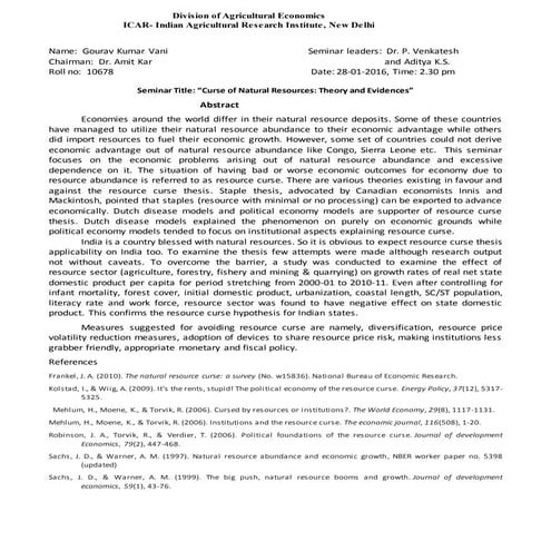 Seminar Abstract on resource curse | PDF
