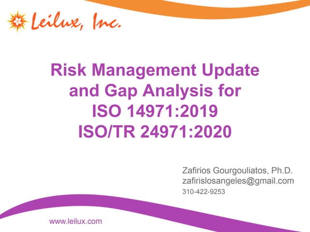 ISO: 14971 Quality risk management of medical devices | PPTX