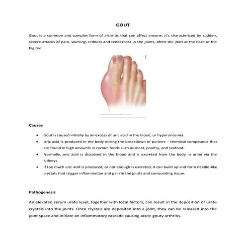 Pathophysiology of Gout | PDF | Bone and Joint Conditions | Diseases ...