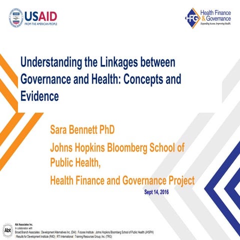Understanding Linkages between Governance and Health: Concepts and ...