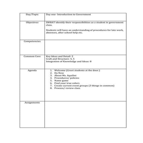 Civics lesson plan | DOC
