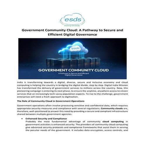 Government Community Cloud A Pathway to Secure and Efficient Digital ...
