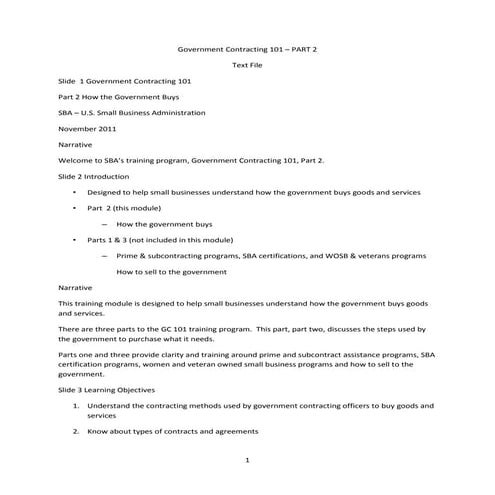 Government contracting 101 part 2 | PDF