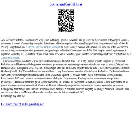 Government Control Essay | PDF