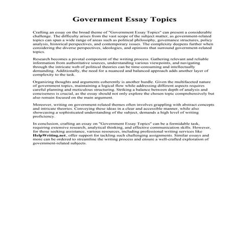 Government Essay Topics. IGlobal University | PDF
