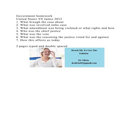 Government homeworkUnited States VS James 20121. What brough the.docx