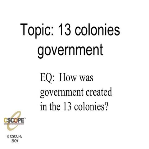 Government in the 13 colonies ppt kvanko | PPTX | Law