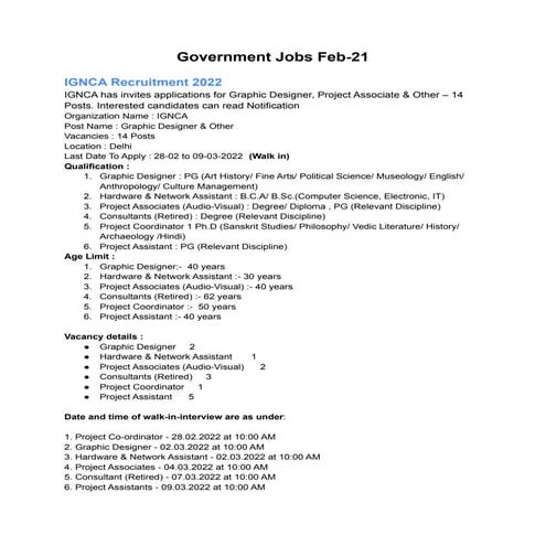 Government jobs feb 21 | PDF