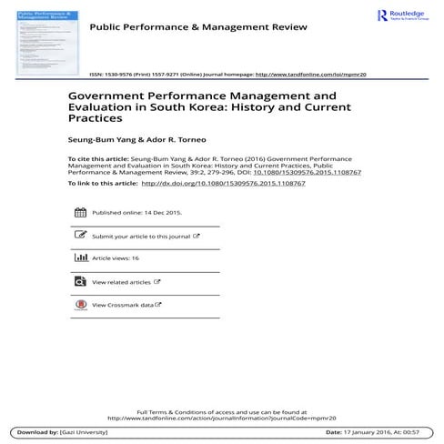 Government performance management and evaluation (history and current ...