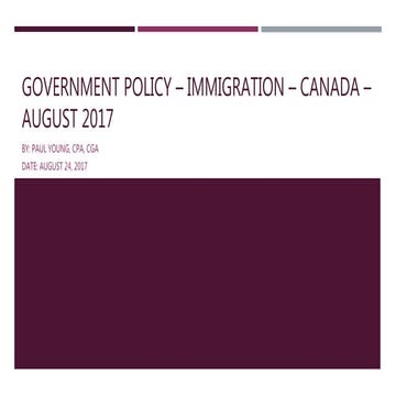 Government policy - Immigration - Canada - August 2017 | PPTX