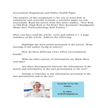 Government Regulations and Public Health PaperThe purpose of thi | DOCX ...