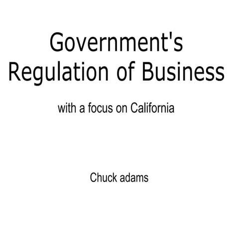 Government S Regulation Of Bussiness With A Fo | PPT