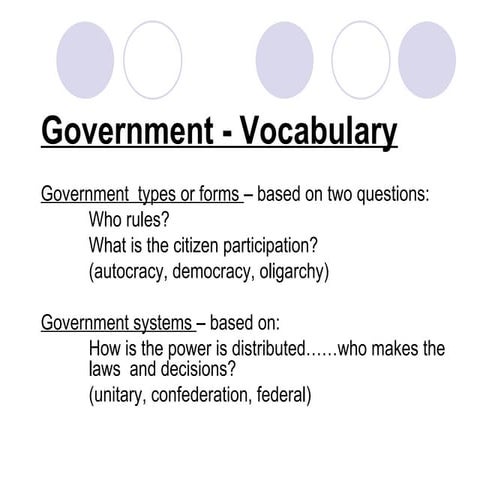 Government - Vocabulary words . | PPT