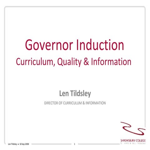 Governors Induction to Curriculum and Quality | PPT