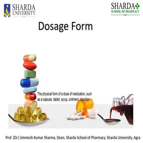 PHARMACEUTICS -I: Dosage form: Introduction to dosage forms ...