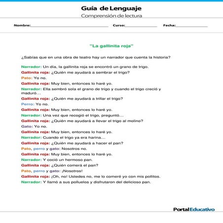 Cuento la gallinita roja | PDF