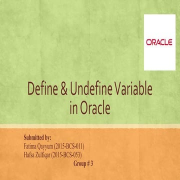 Define & Undefine in SQL | PPT